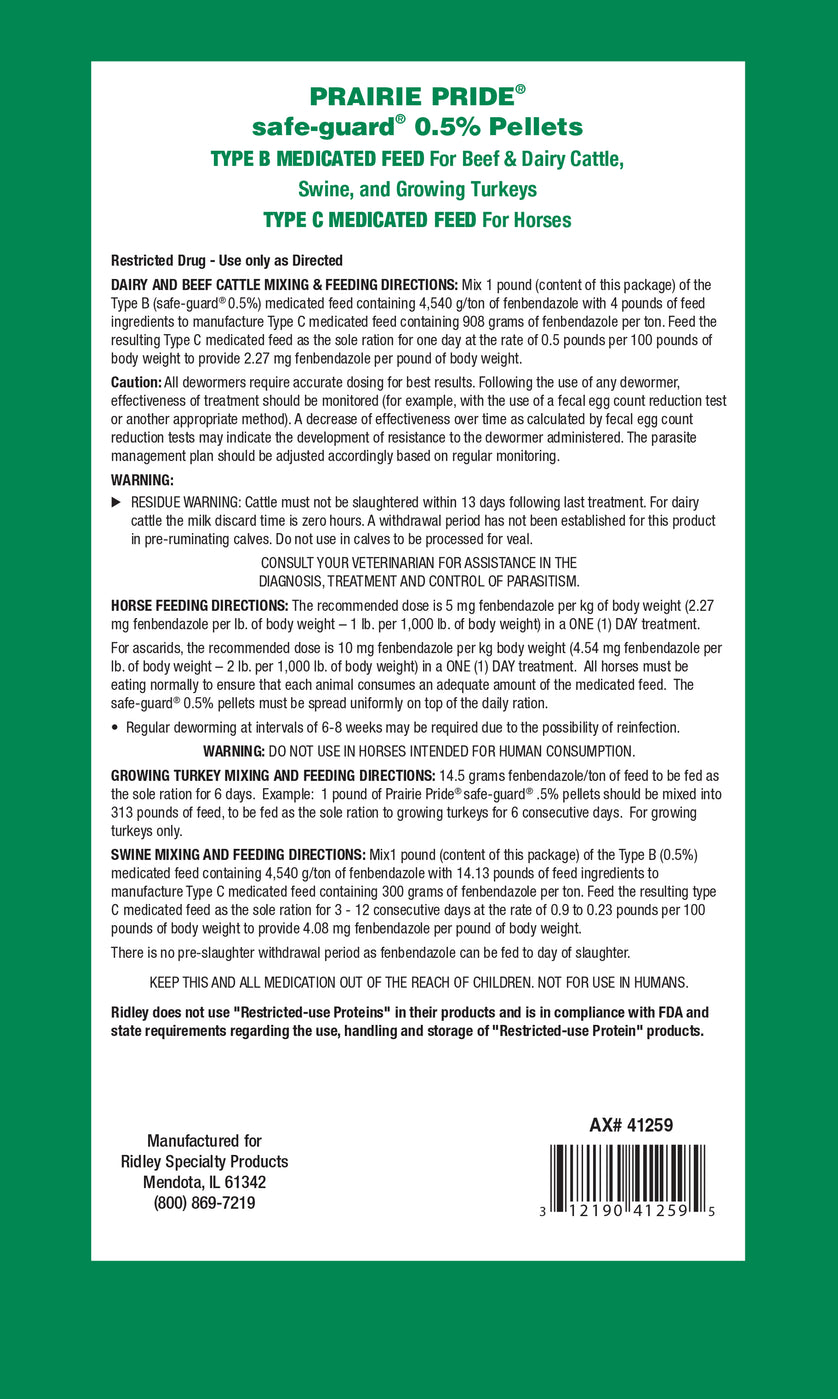 Prairie Pride® Safe-guard® 0.5% Pellet Dewormer from Alltech